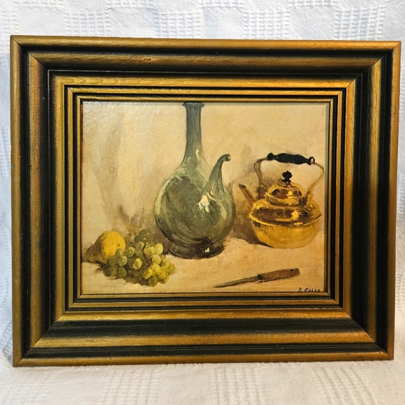 American Vintage | Art | Vintage Framed Green Pitcher Lithograph ...